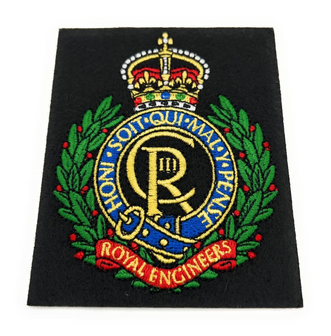 Royal Engineers Embroidered Blazer Badge RE Badge Kings CIIIR Crown R2611