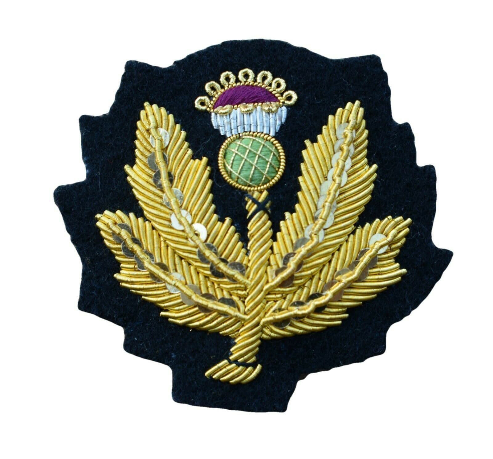 Scottish Thistle Deputy Lieutenant Cap Badge Gold wire Embroidered