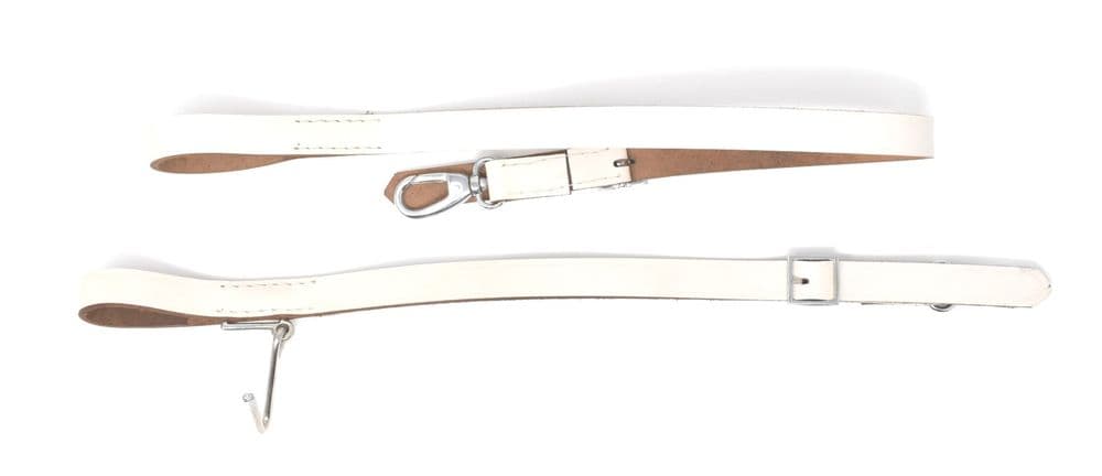 Sword Slings White Leather Slide over Belt Long Short Sling Chrome ...