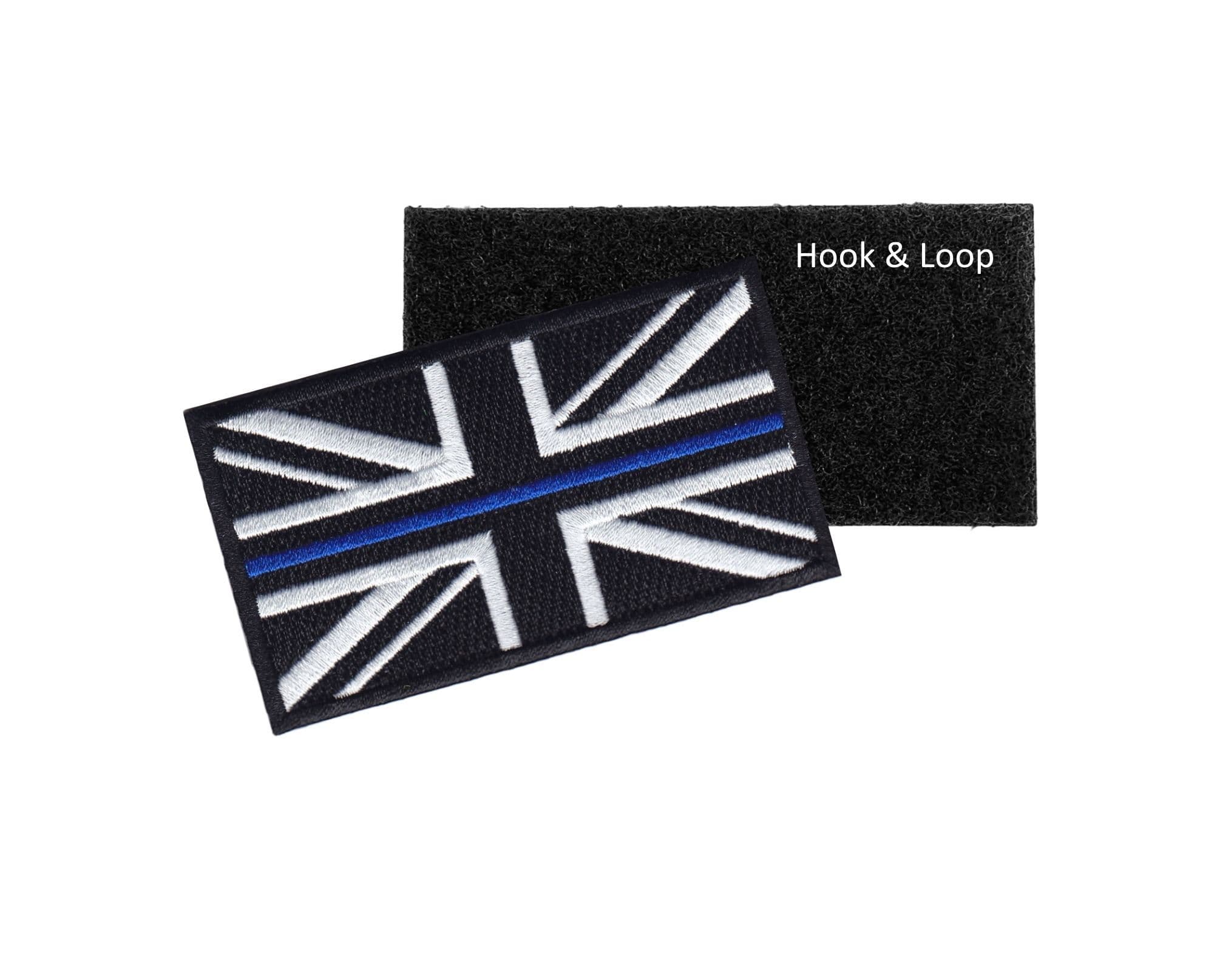 Thin Blue Line Union Jack Embroidered Patch-hook & Loop Backing Police UK