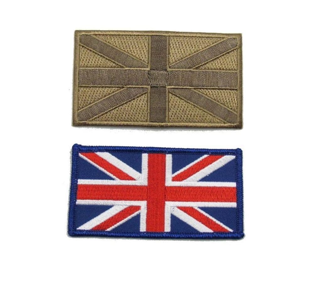 Union Jack Iron on or Sew on Cloth Badge Embroidered Two Colour Pack ...