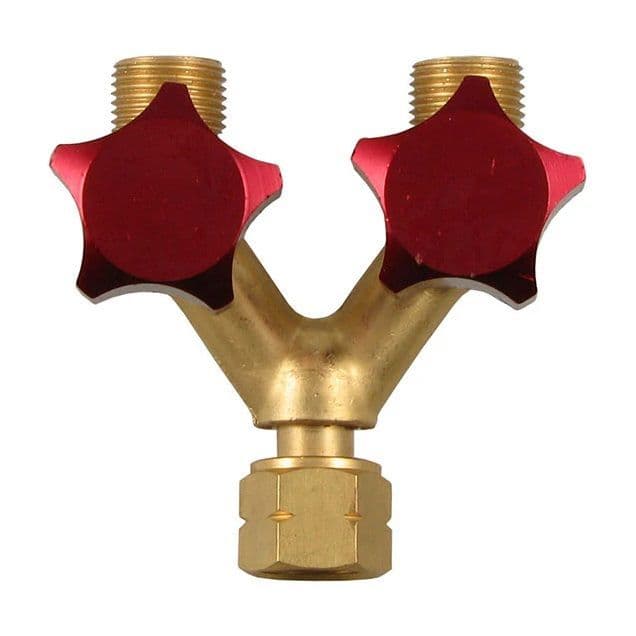 Double Outlet Y-Piece with Valves 3/8