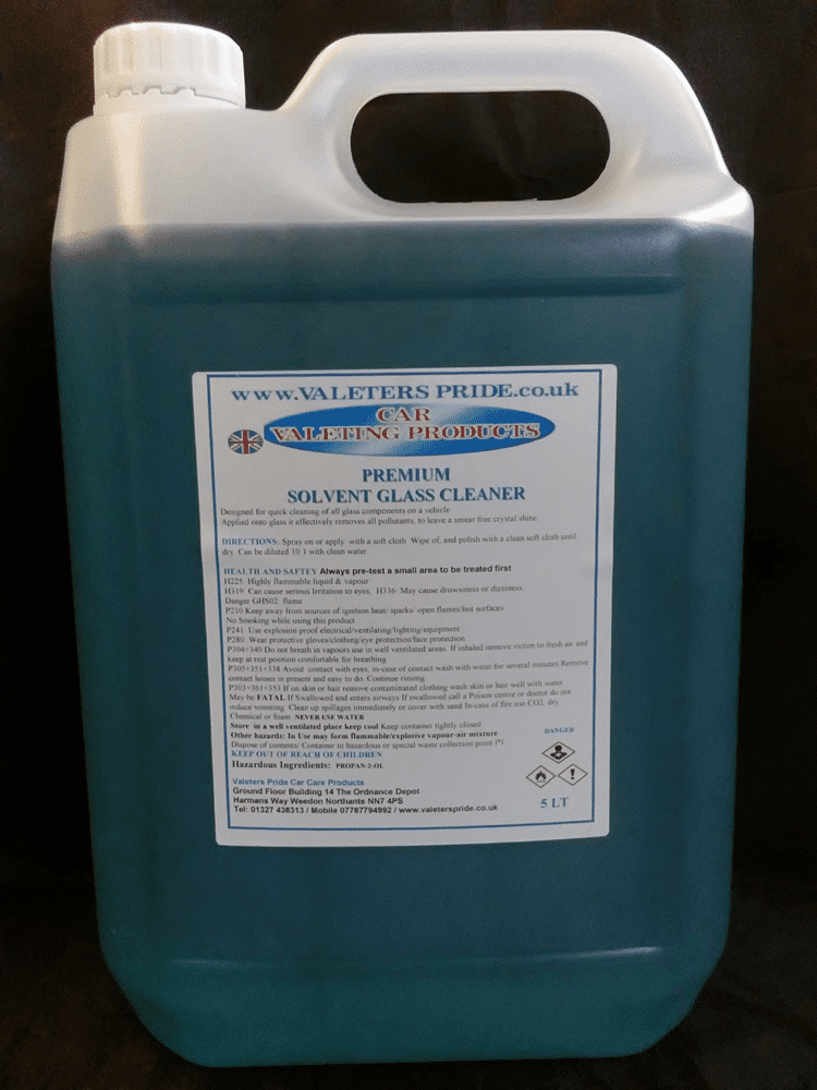 Premium Solvent Glass cleaner a great valeting product