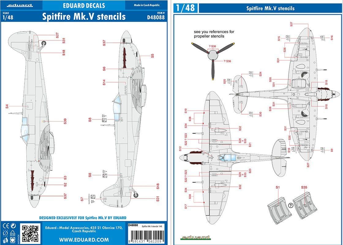 Supermarine Spitfire Mk V Stencils