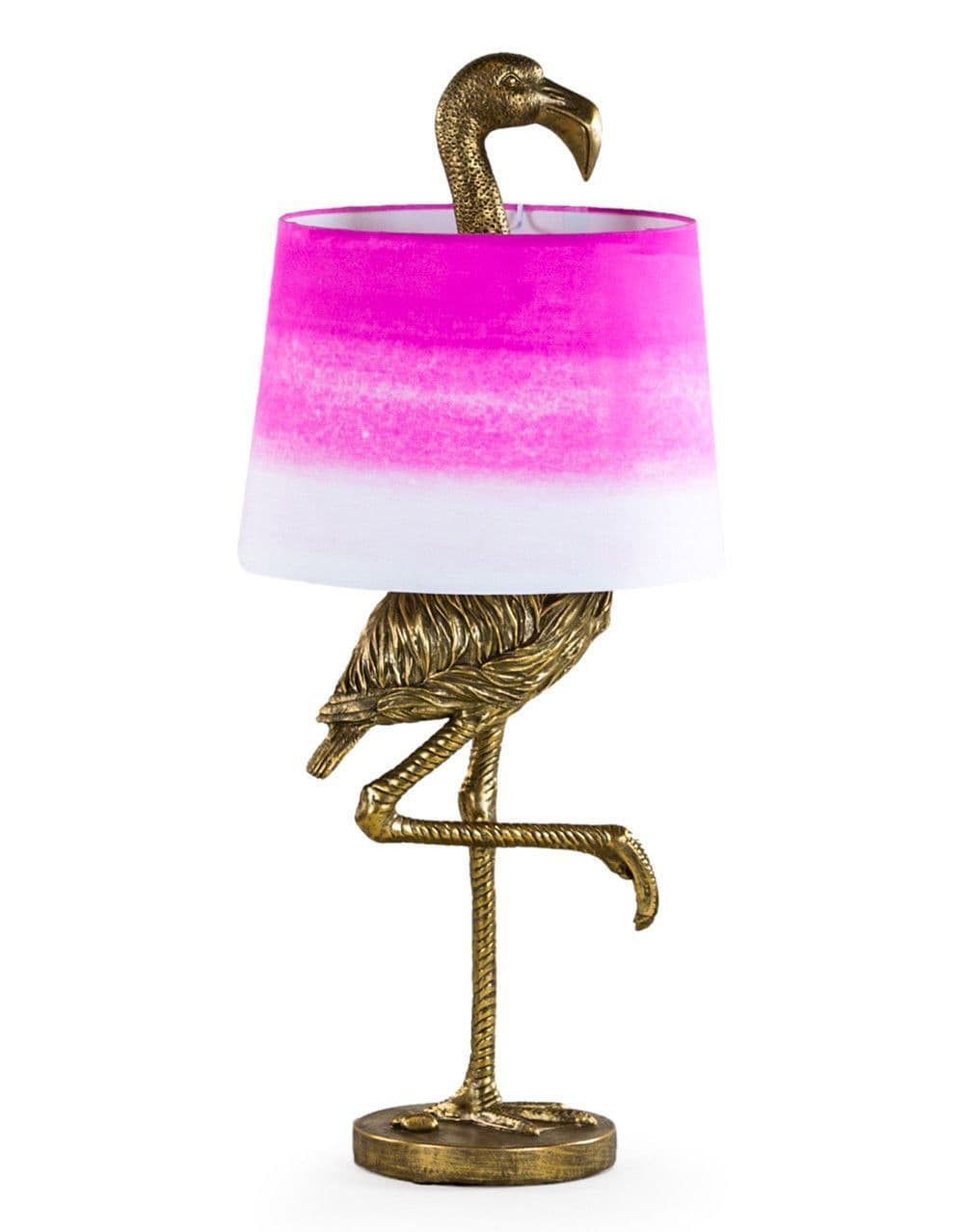 Funky Large Antique Gold Flamingo Table Lamp with Pink and White Fade ...