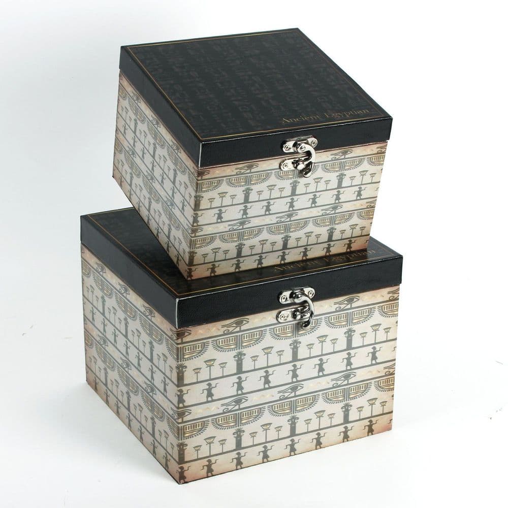 Set of 2 Ancient Egyptian Style Storage Keepsake Boxes