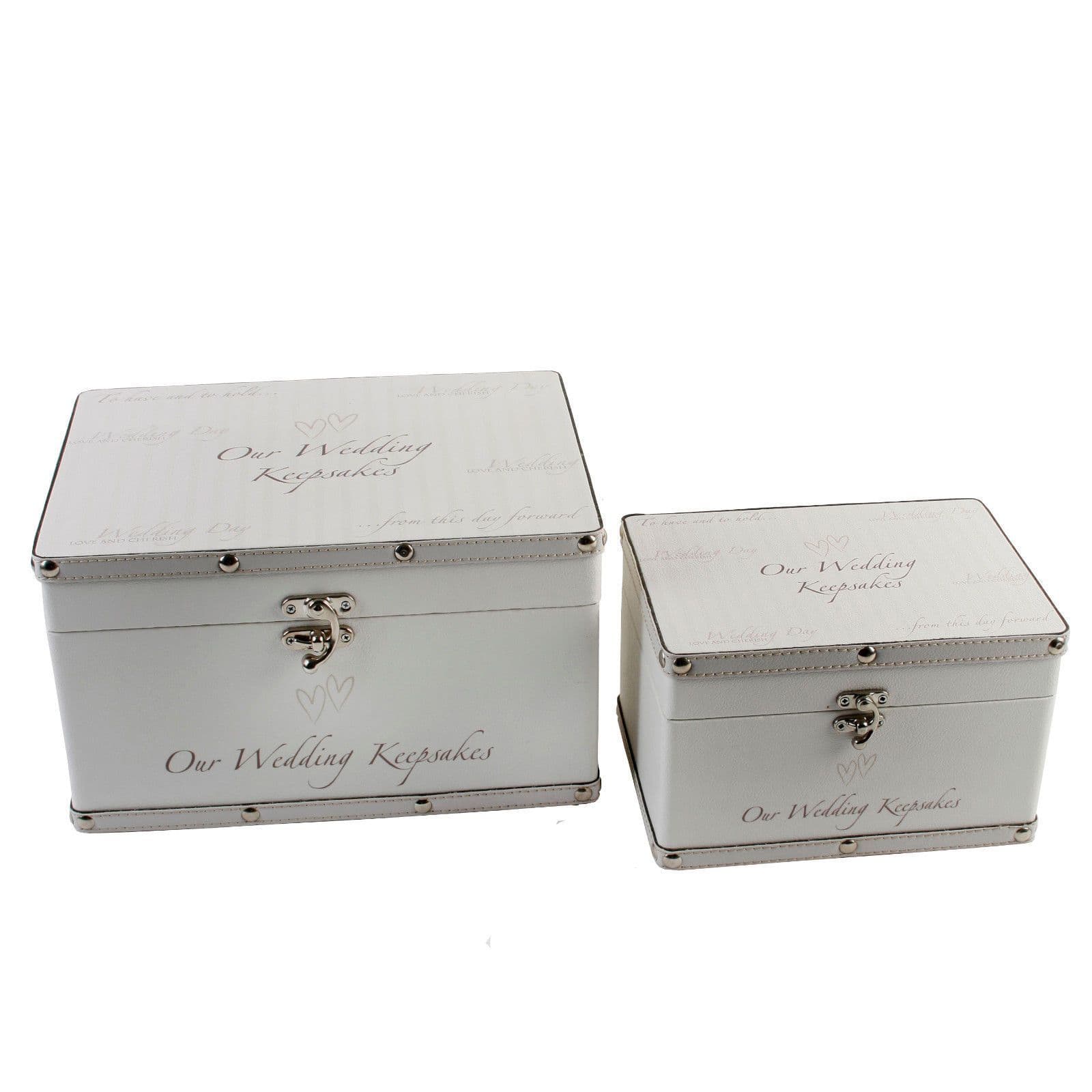 Set of 2 Cream Our Wedding Keepsake Momento Storage Box