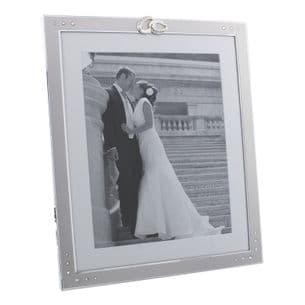 Silver Plated Wedding Photo Frame with Crystals & Rings 8"x10"