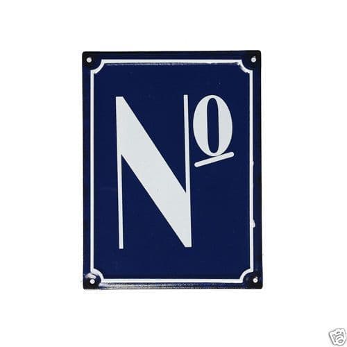 Traditional Blue House Numeral Metal Number Sign Plaque 12cm x 7cm