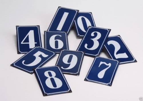 Traditional Blue House Numeral Metal Number Sign Plaque 12cm x 7cm