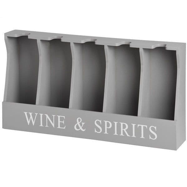 Wall Mounted Wooden Grey Wine & Spirits Bottle Holder Storage Rack