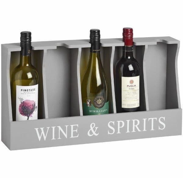 Wall Mounted Wooden Grey Wine & Spirits Bottle Holder Storage Rack