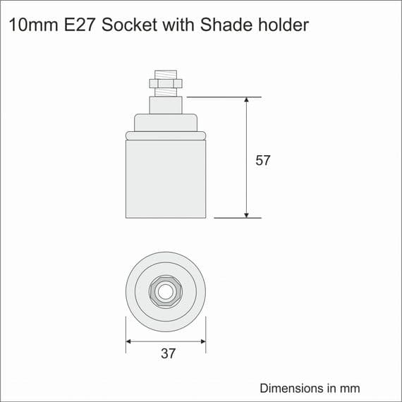 10mm E27 Socket - Natural Brass