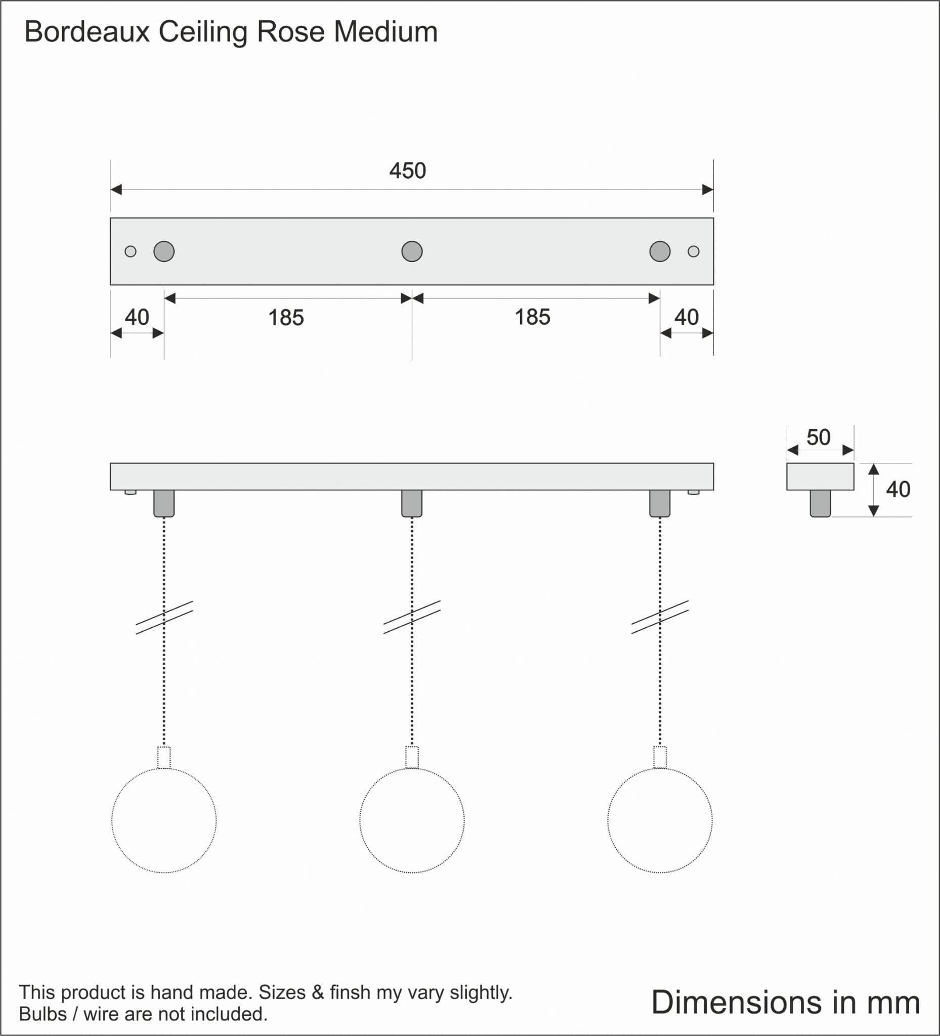 450mm Hooked Ceiling Rose Bar - Antique Brasss