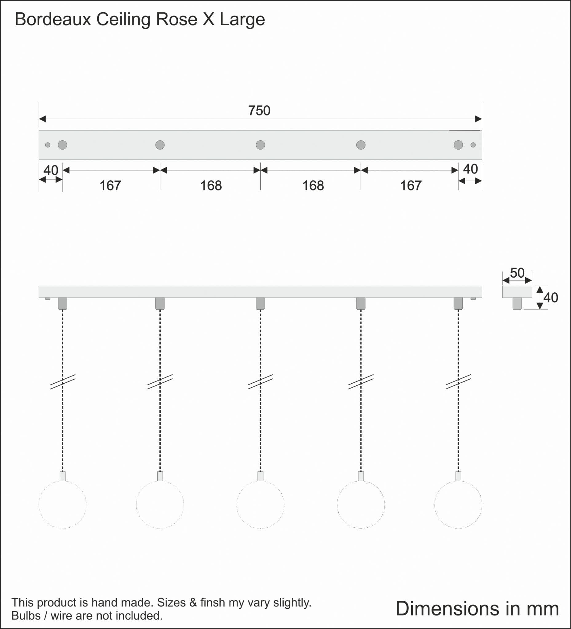 750mm Hooked Ceiling Rose Bar - Antique Brass