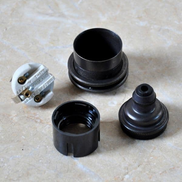 E27 Edison Screw Socket - Gun Metal with shade holder