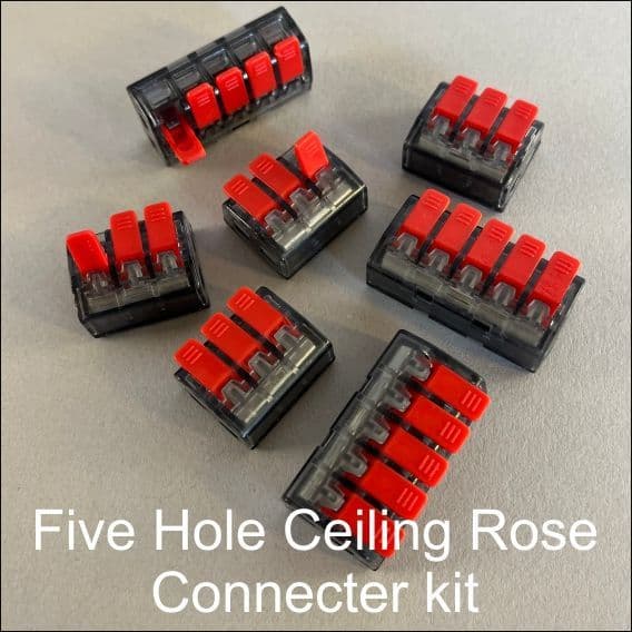 Five Hole Ceiling Rose Connector kit - 3 Core Cable