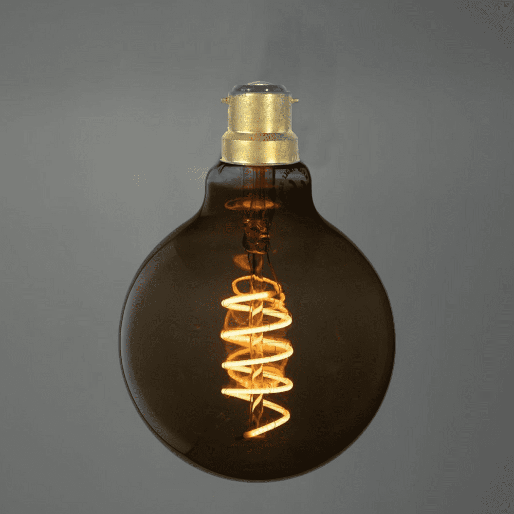 Globe Medium LED B22 Spiral Smoke