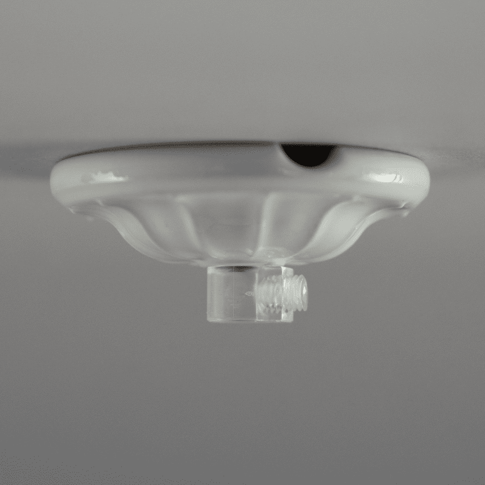 Porcelain Ceiling Rose Small White - with Clear Cable Grip