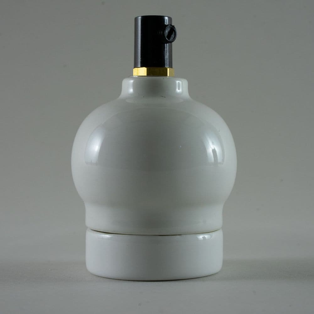 Porcelain E27 Bulbous Light Socket - Pebble Grey