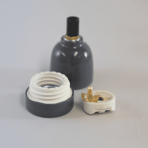 Porcelain E27 Light Socket - Shadow Grey