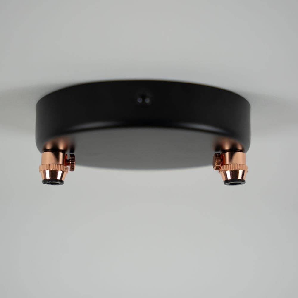 Simple Black Steel 2 Cable Ceiling Rose - Large