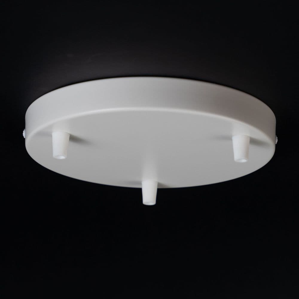 Simple White Steel 3 Cable Ceiling Rose - Extra Large