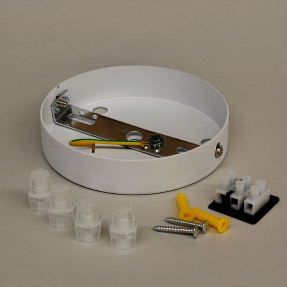 Simple White Steel 4 Cable Ceiling Rose - Large