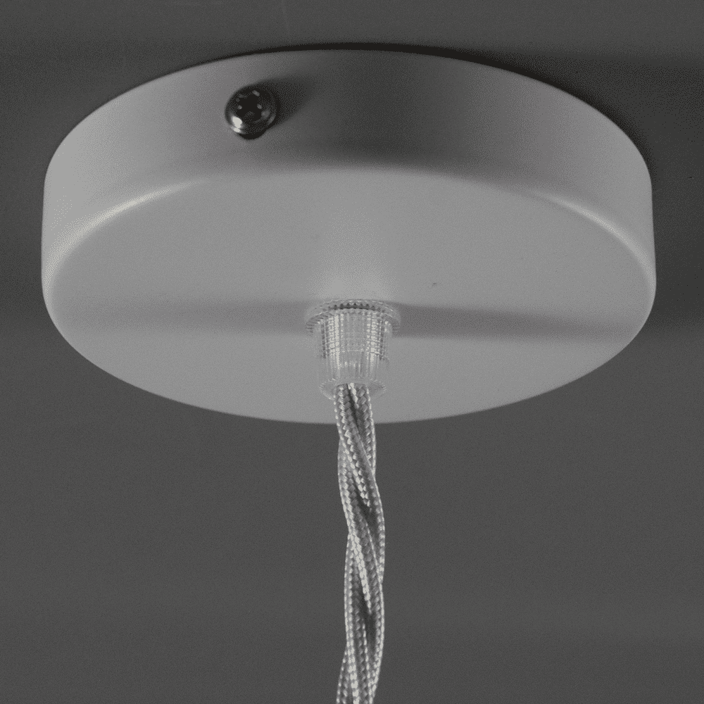 Simple White Steel Single Cable Ceiling Rose - Medium