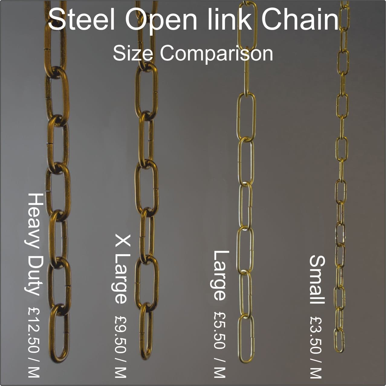 Steel Plated Lighting Chain Heavy Duty - Antique Bronze finish