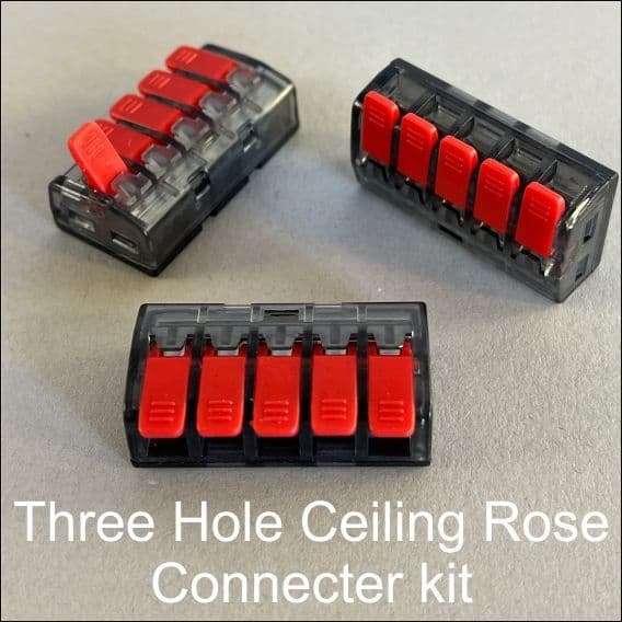 Three Hole Ceiling Rose Connector kit - 3 Core Cable