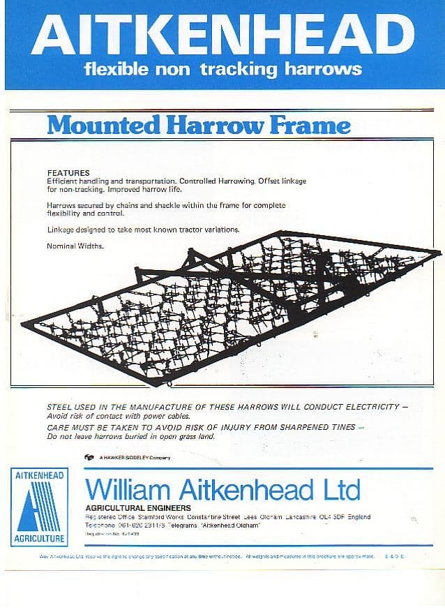 Aitkenhead Mounted Harrow Frame Brochure