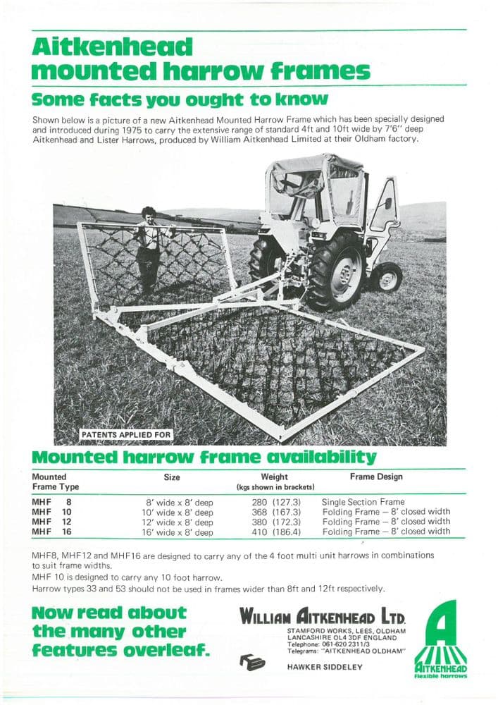 Aitkenhead Mounted Harrow Frames Brochure