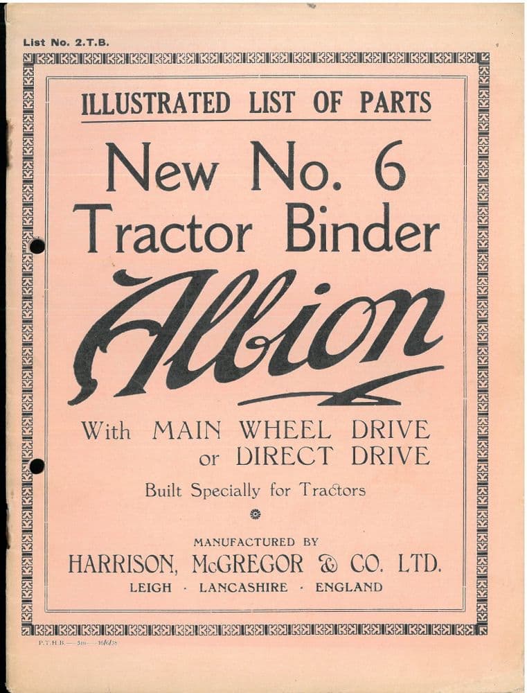 Albion New No 6 Tractor Binder With Main Wheel Drive & Direct Drive ...