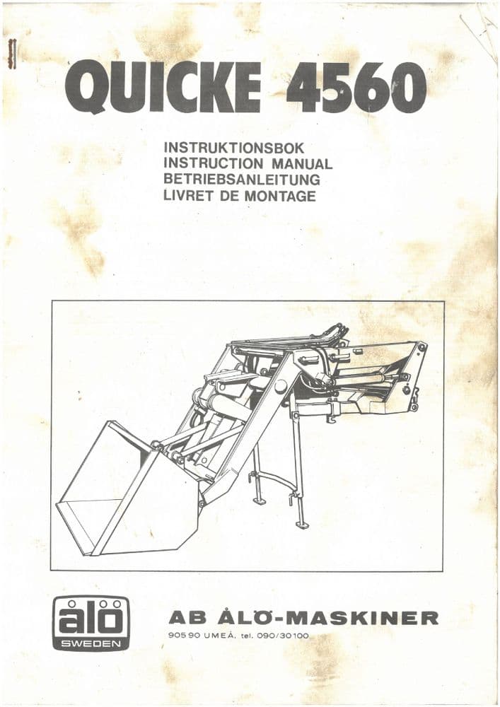 ALO Sweden Loader Quicke 4560 Instruction Manual