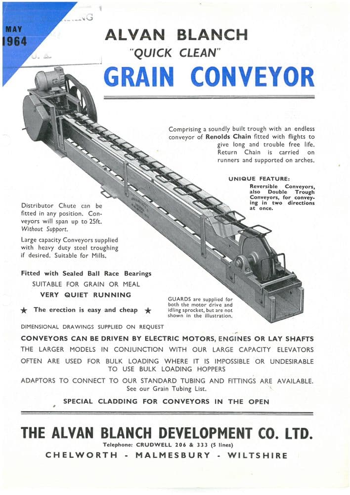Alvan Blanch Quick Clean Grain Conveyor - Brochure May 1964