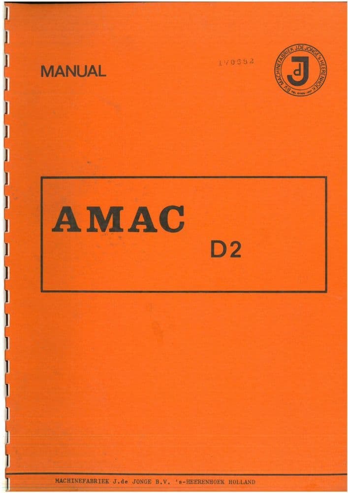 Amac Potato Harvester D2 Operators Manual - ORIGINAL