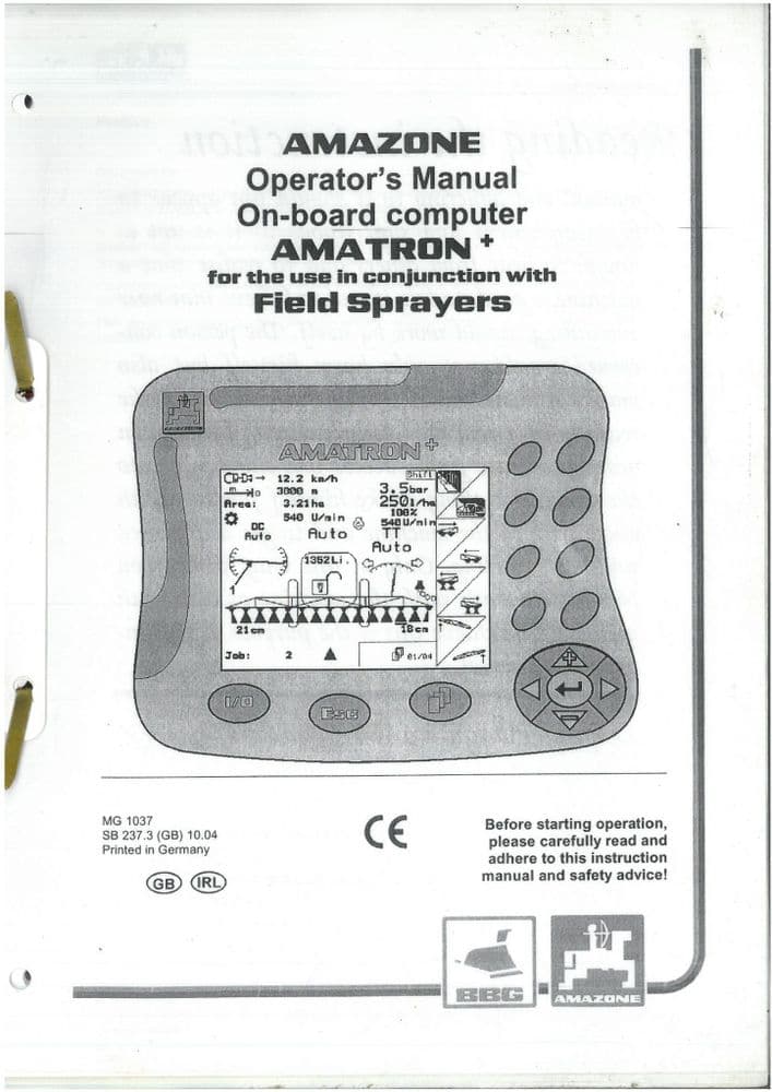 Amazone Field Sprayer Control Terminal Onboard Computer AMATRON Plus ...