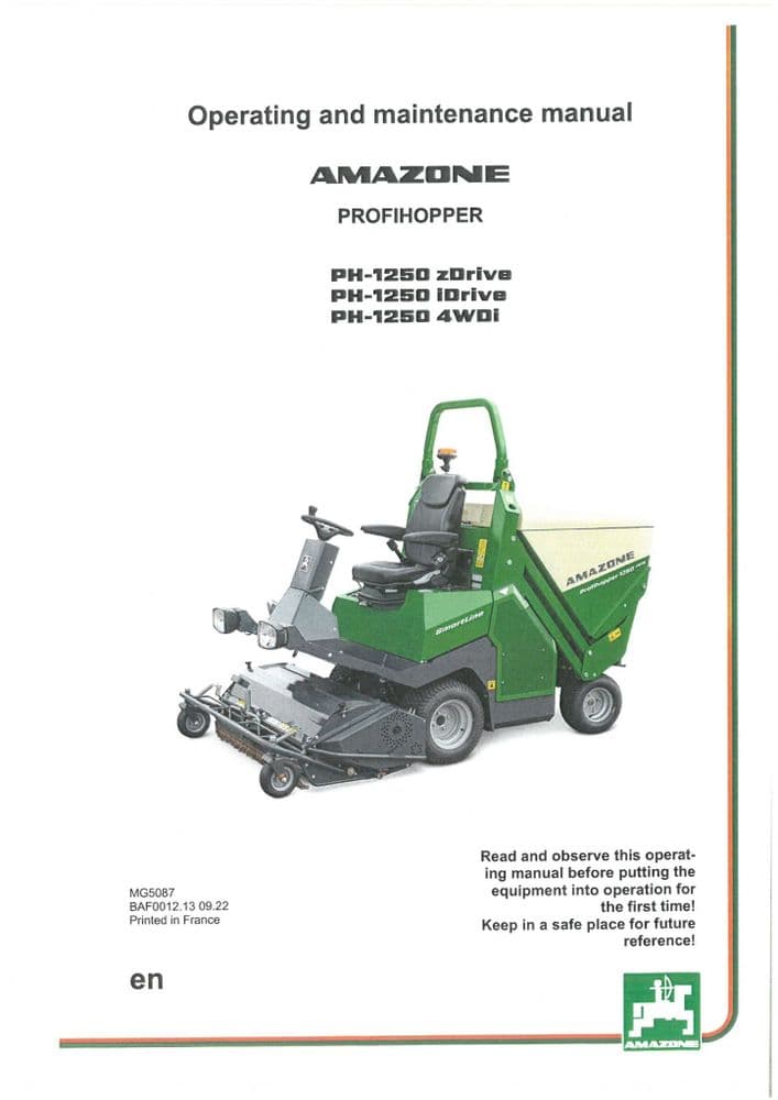 Amazone Self Propelled Mower Profihopper PH-1250 ZDrive IDrive 4WDI ...
