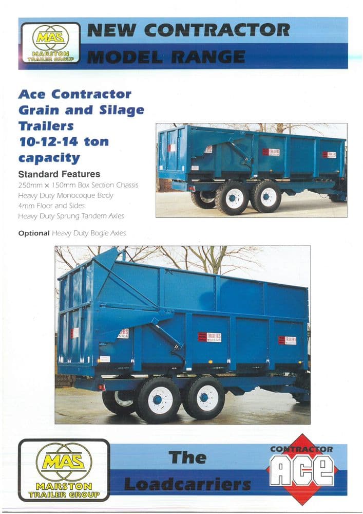 AS Marston Trailers Ace Loadcarriers Model Range Brochure