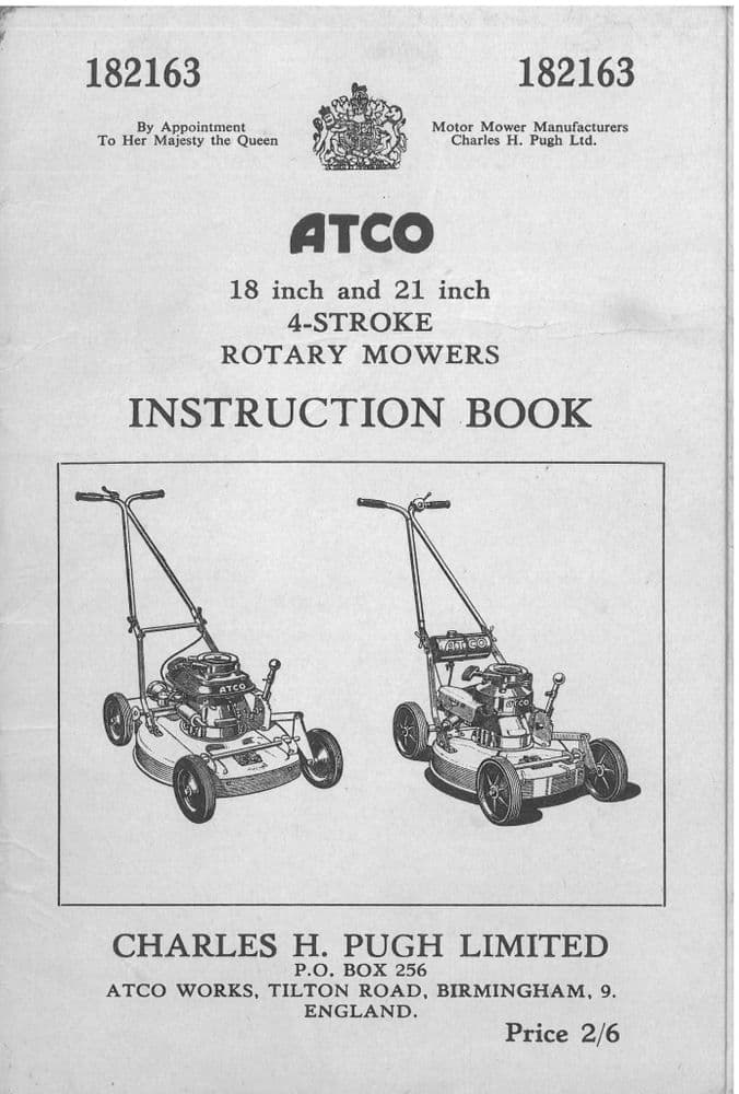 Atco Mower 18 inch & 21 inch 4-Stroke Operators Manual