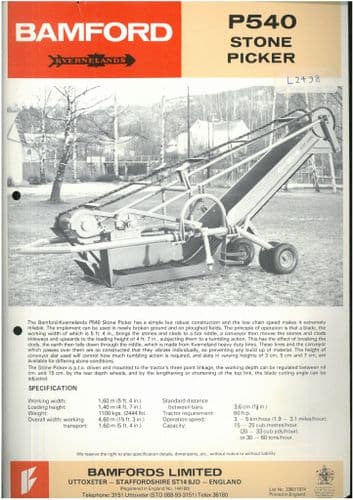 Bamford Kverneland P540 Stone Picker Brochure