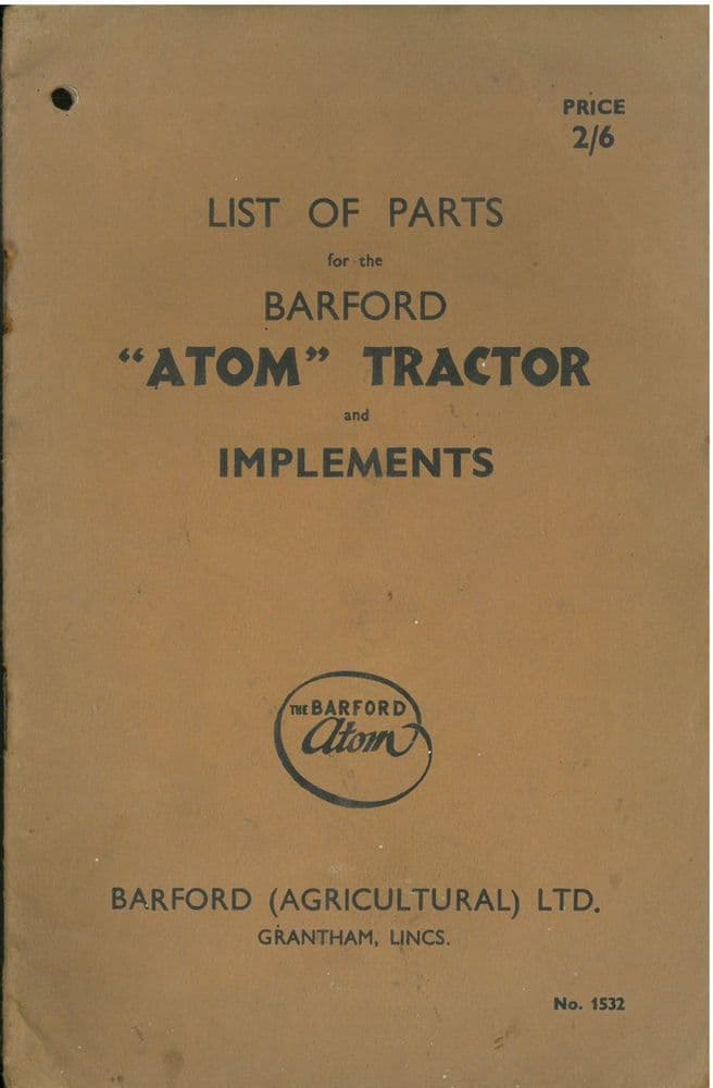 Barford Atom Tractor and Implements Parts Manual