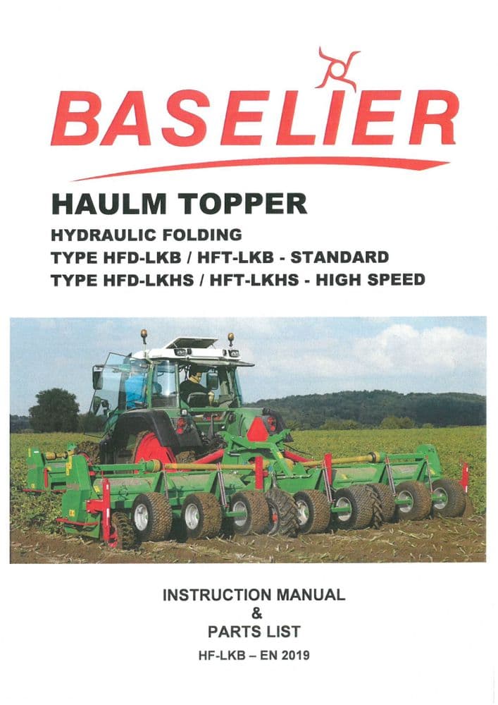 Baselier Haulm Topper Hydraulic Folding HFD-LKB HFD-LKHS Operators and ...