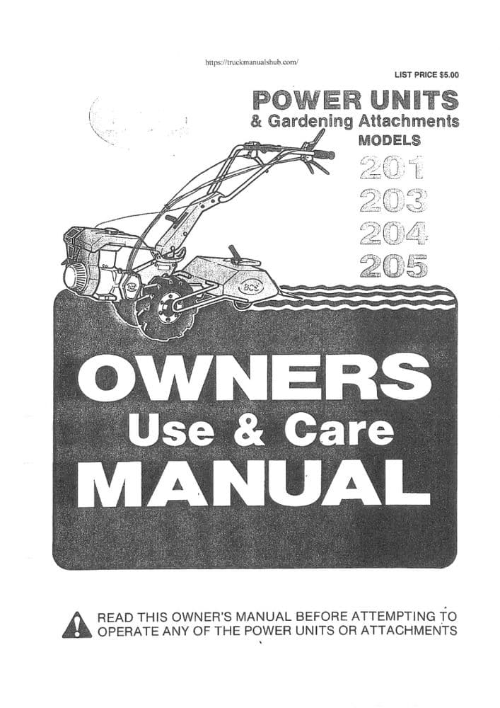 BCS Power Units 201 203 204 205 Operators Manual