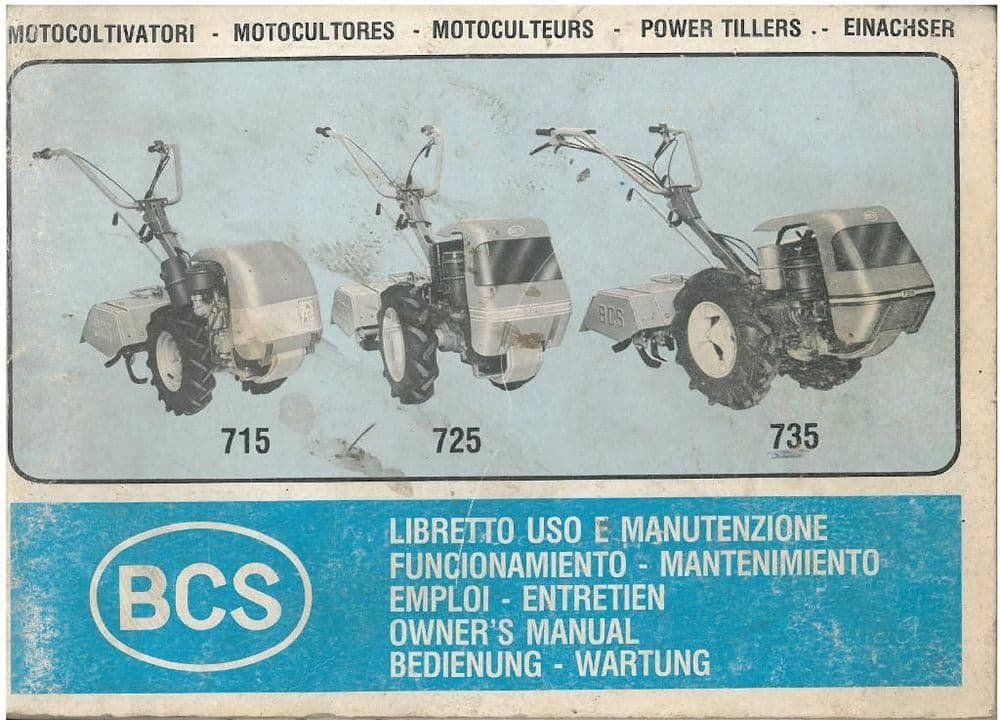 BCS Walking Tractor 715 725 735 Operators Manual
