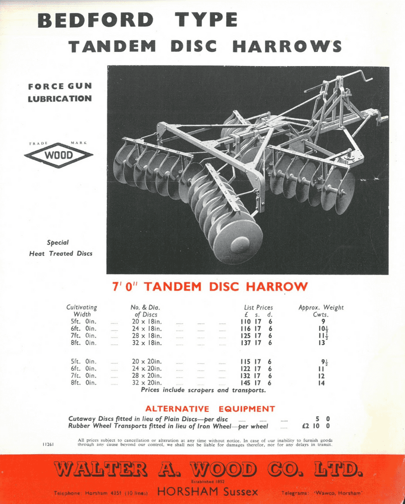 Bedford Type Tandem Disc Harrows Brochure