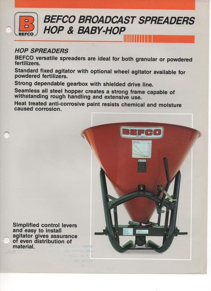 Befco Broadcast Spreaders - Hop & Baby Hop Brochure