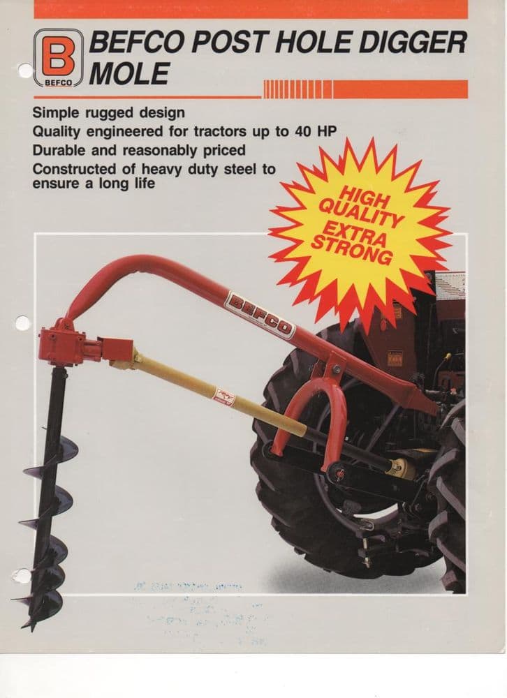 Befco Post Hole Digger Mole Brochure