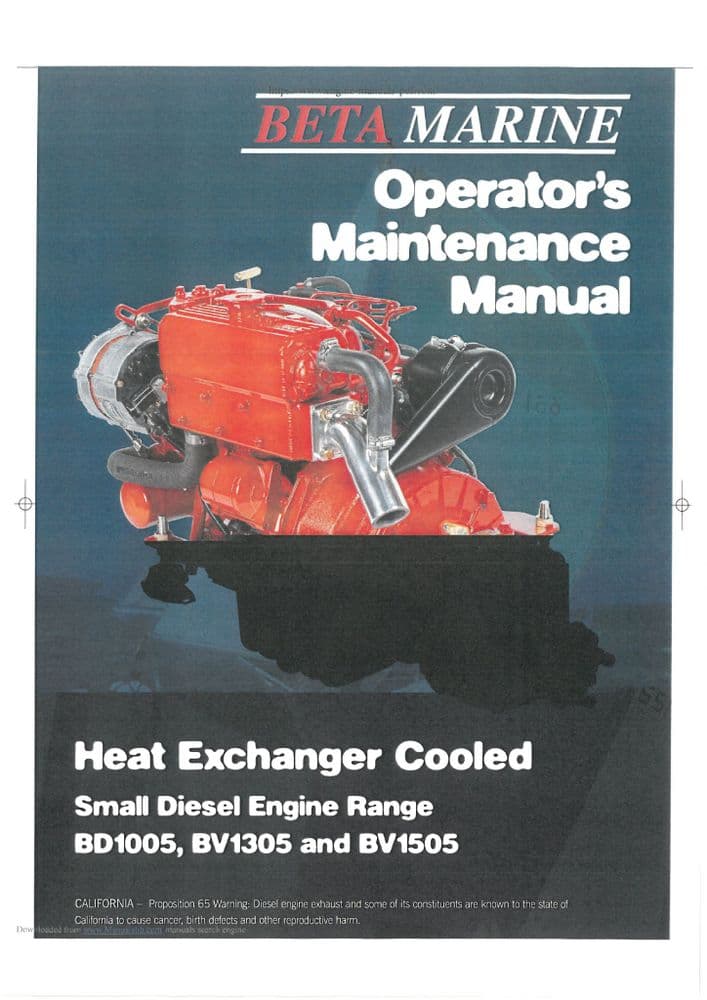 Beta Marine Small Diesel Engine BD1005 BV1305 BV1505 Operators Manual